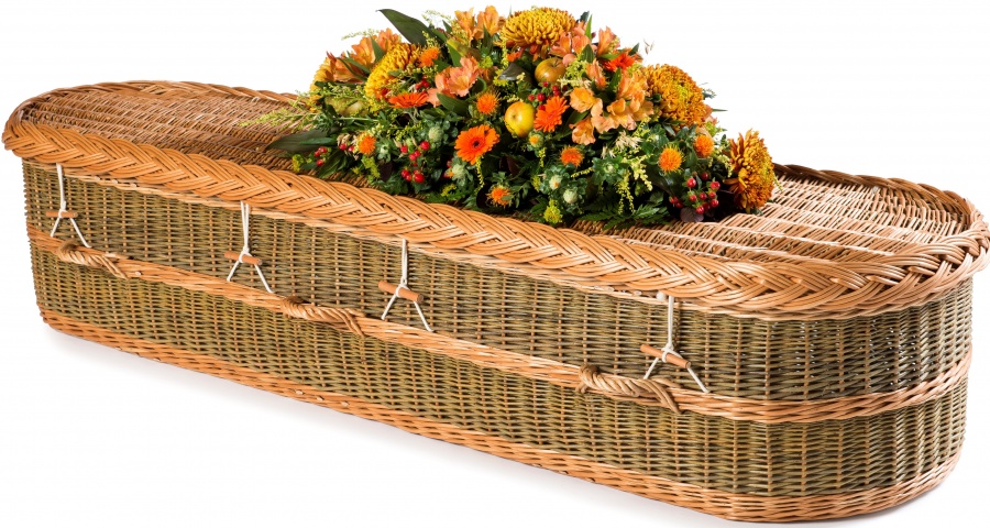 English Willow Rounded Coffin in Green - The green coffin company.com